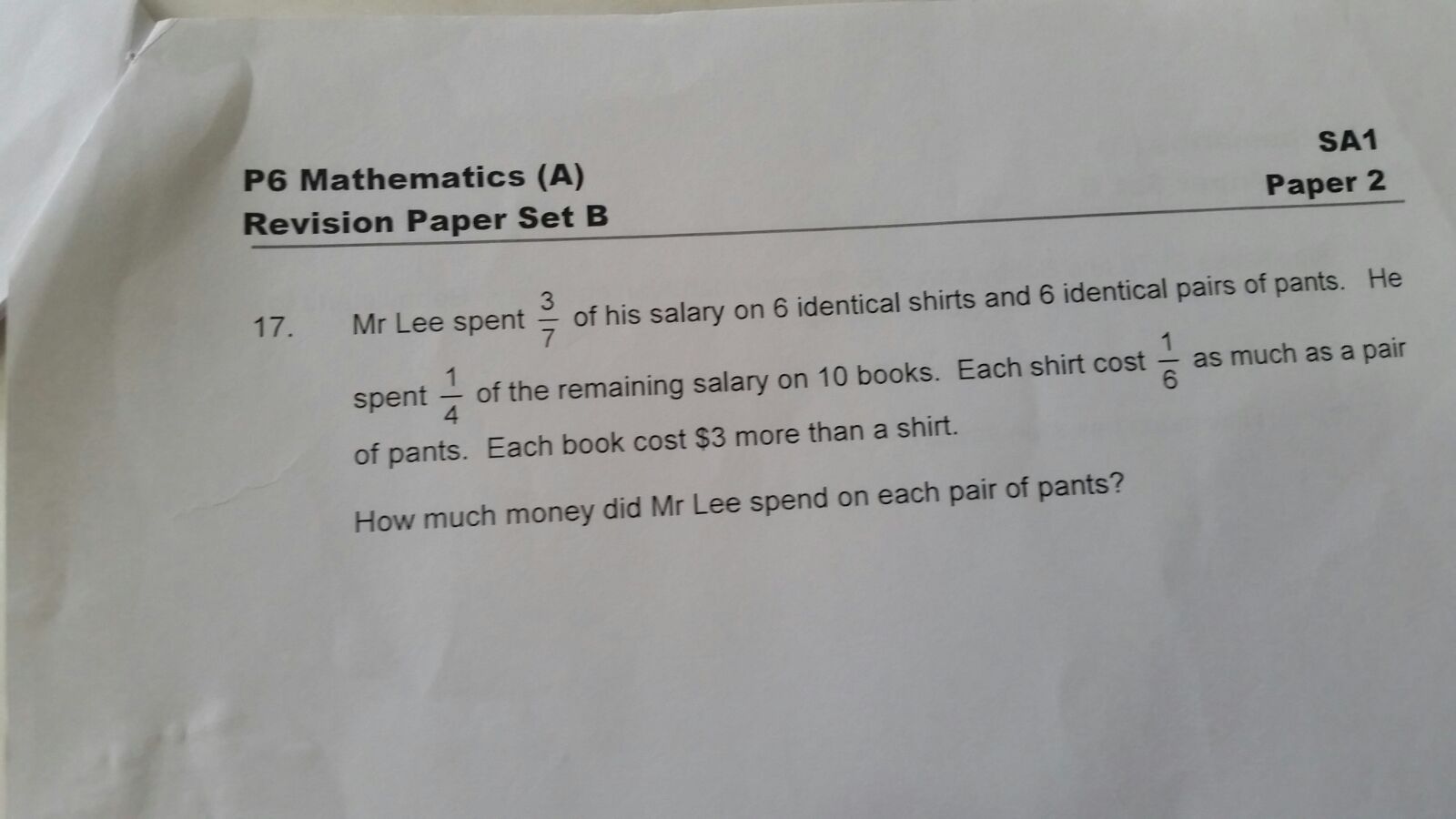 Chang's Math blog: P6 speed, circles, fractions, decimal, money (fr Elson)