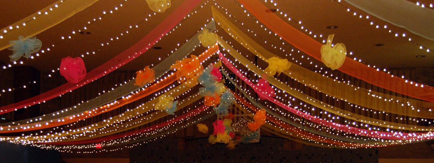Party Ideas by Mardi Gras Outlet: Draped Deco Poly Mesh Ceiling Tutorial