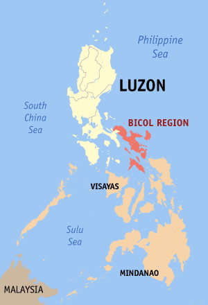 Welcome: Map of Philippines with Bicol Region