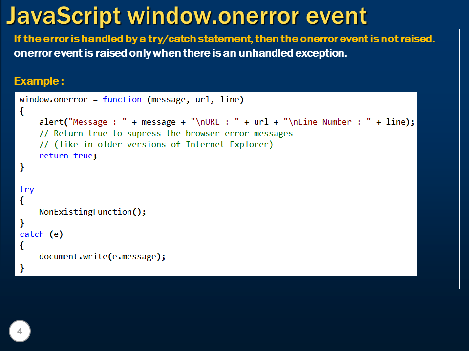 Sql Server Net And C Video Tutorial Javascript Windowonerror Event