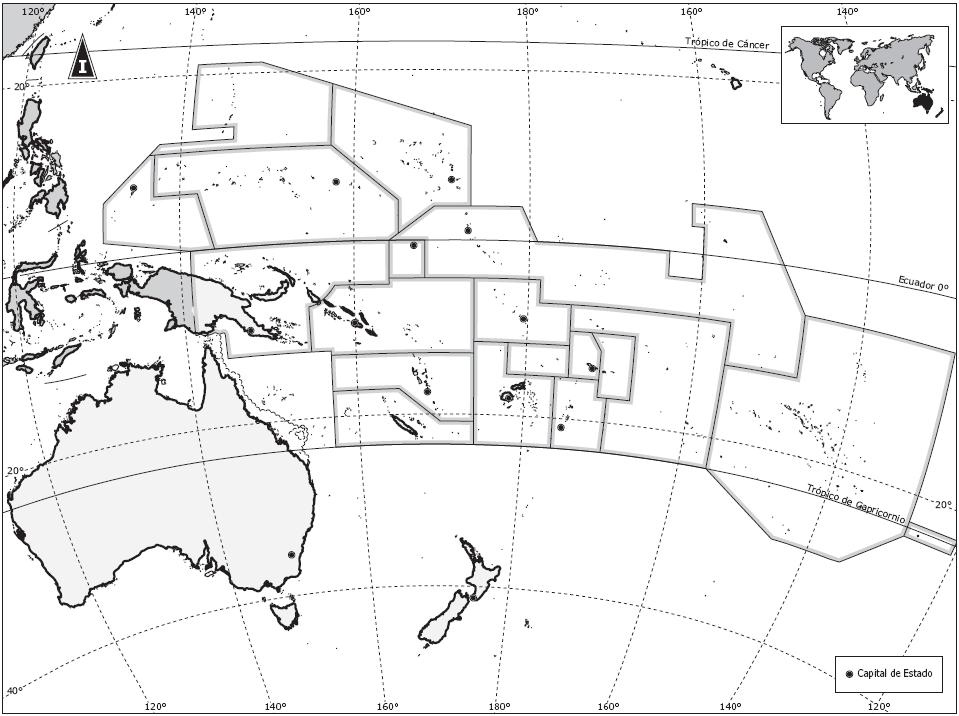 Mapa Mudo Fisico De Oceania Para Imprimir En Color