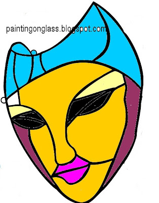 Stained Glass Mask Art Pattern ~ painting on glass