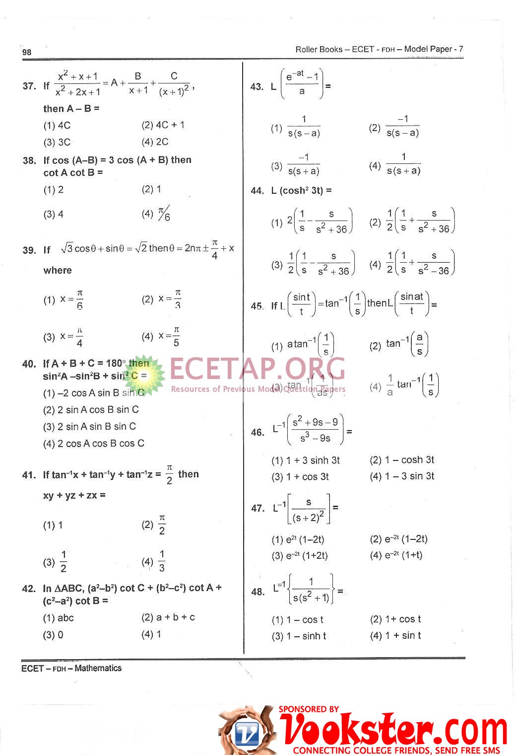 ECETAP - 2016, Previous, Model Papers, Question Papers EEE,ECE,SCE ...