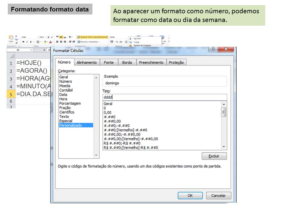 Excel básico, avançado: Formato de data