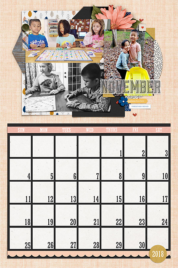 Scrapping with Liz: Finished January Calendar & FREE 2018 Cover!