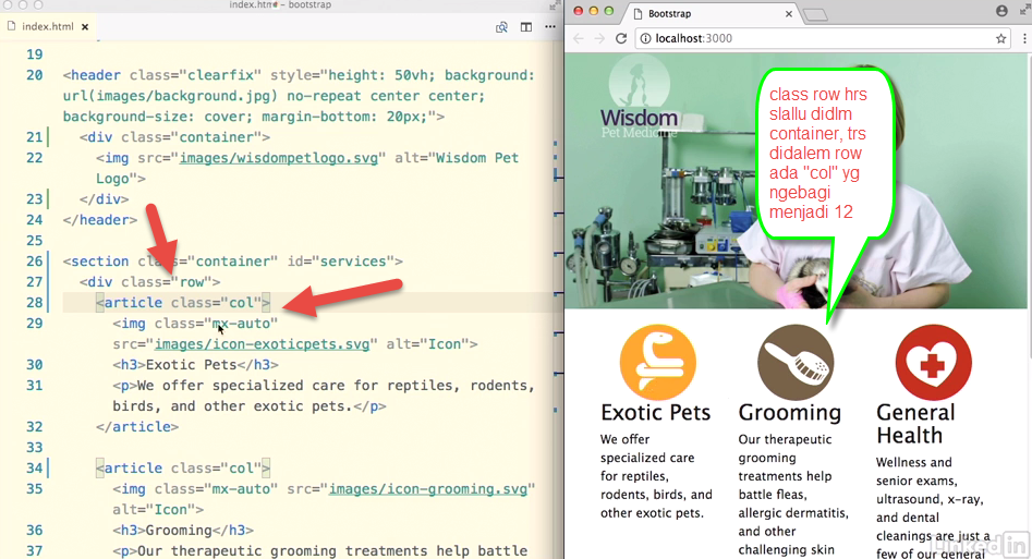 Dimensi TutupBotol: Highlight Container dan Row-Col di Bootstrap
