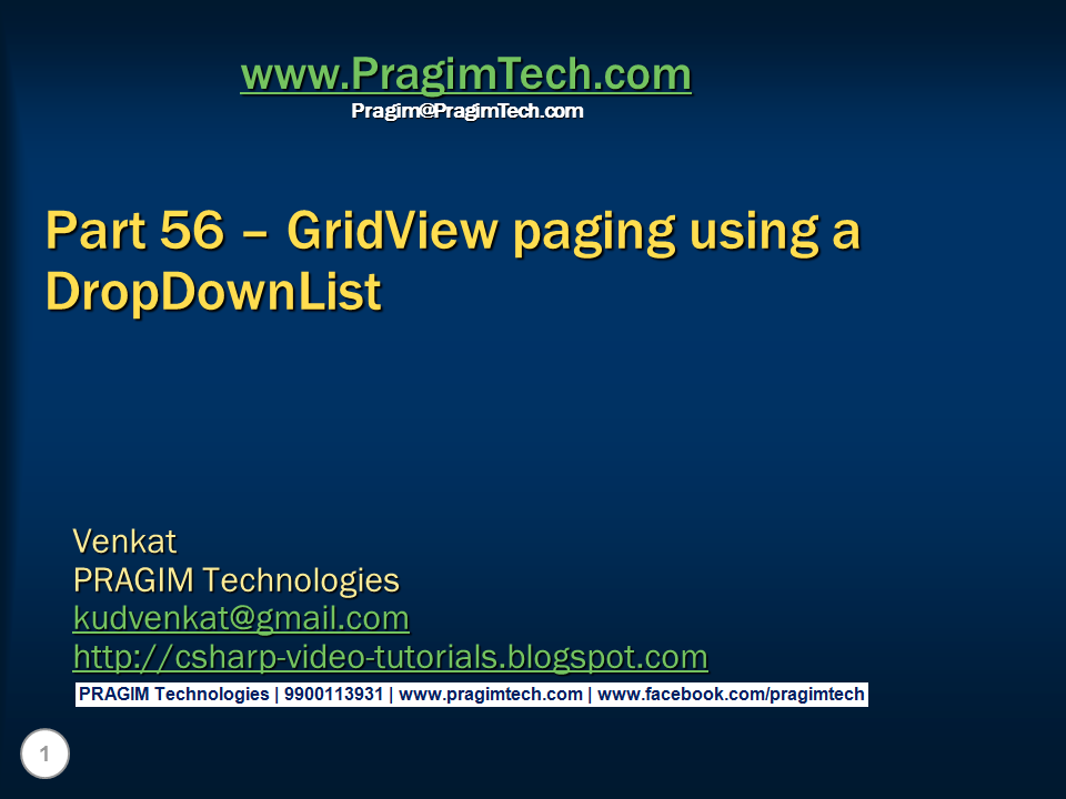 Sql Server Net And C Video Tutorial Part 56 Gridview Paging Using A Dropdownlist