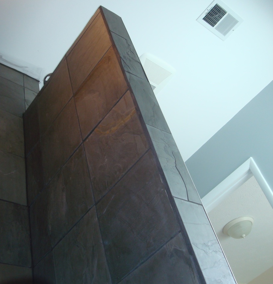 STRAIGHT EDGE TILE: River Rock/Slate Shower