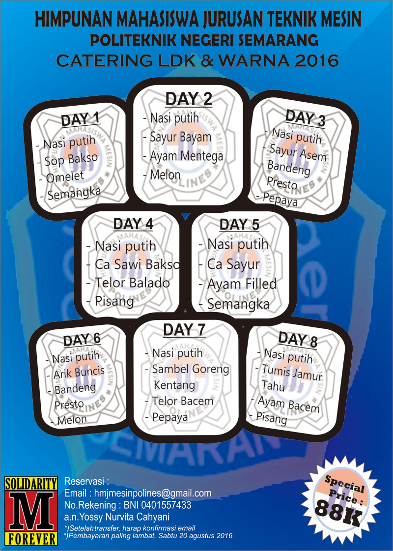 List Menu Katering LDK & WARNA POLINES 2016 (3) - LDK & WARNA POLINES