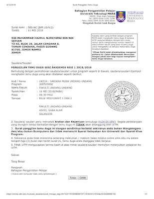 Semakan Panggilan Temuduga Uitm