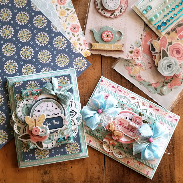 The BoBunny Blog: Early Bird Tea Time Greeting Cards with Ginny