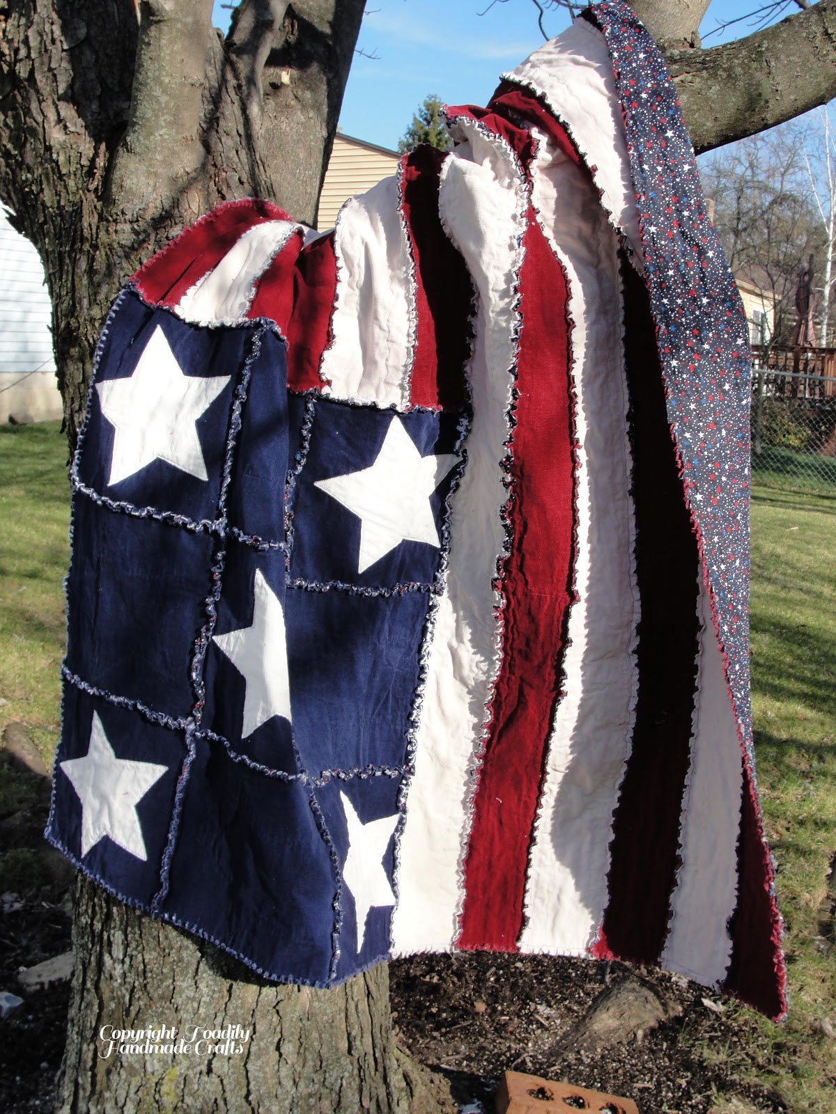 Toadily Handmade Crafts: American Flag Rag Quilt