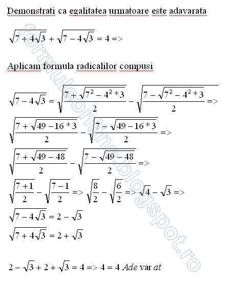 Radicali compusi - exercitiu rezolvat 7 | formule online probleme si ...