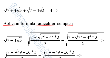 Radicali compusi - exercitiu rezolvat 7 | formule online probleme si exercitii rezolvate