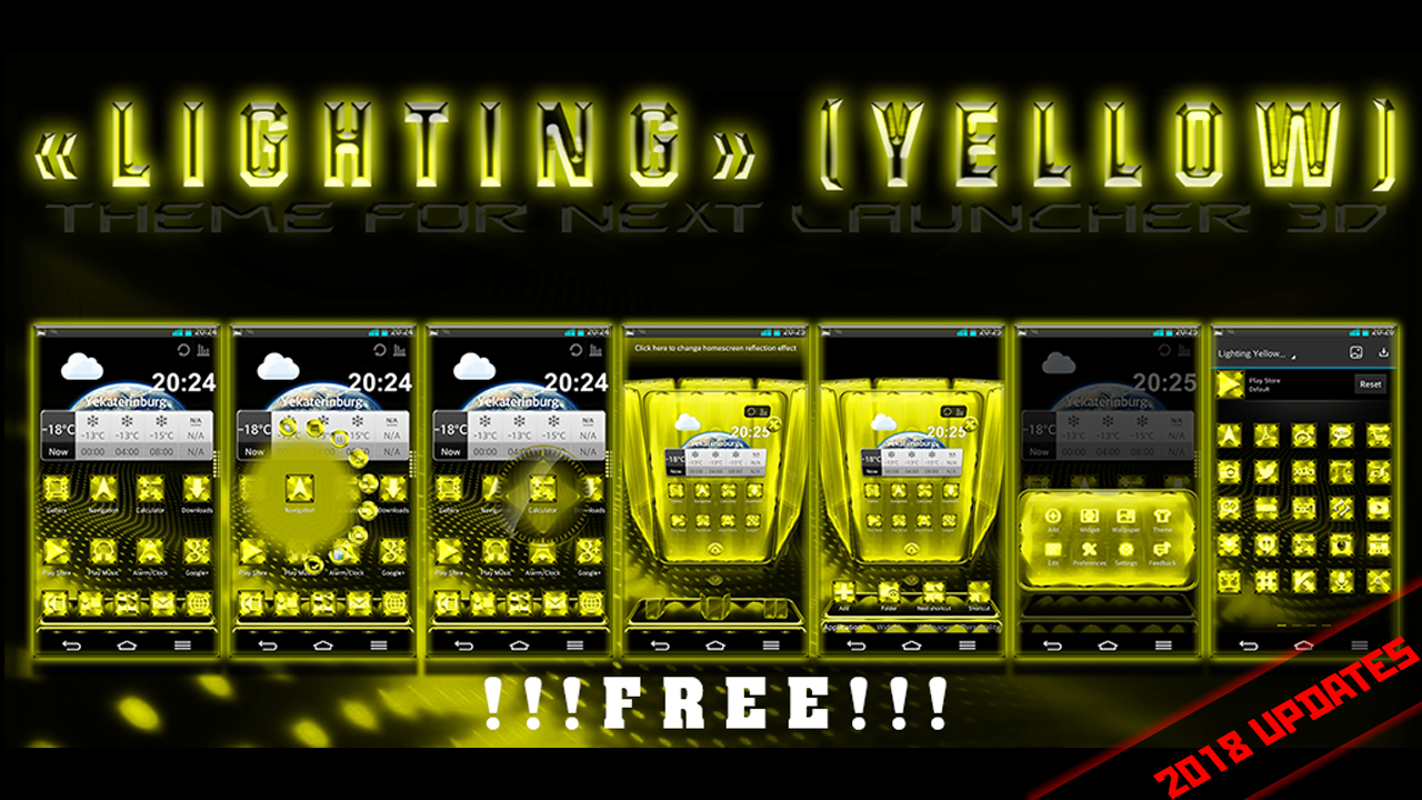 Arts Creative Group: NEXT LAUNCHER 3D THEME: "Lighting Yellow" (FREE THEME)
