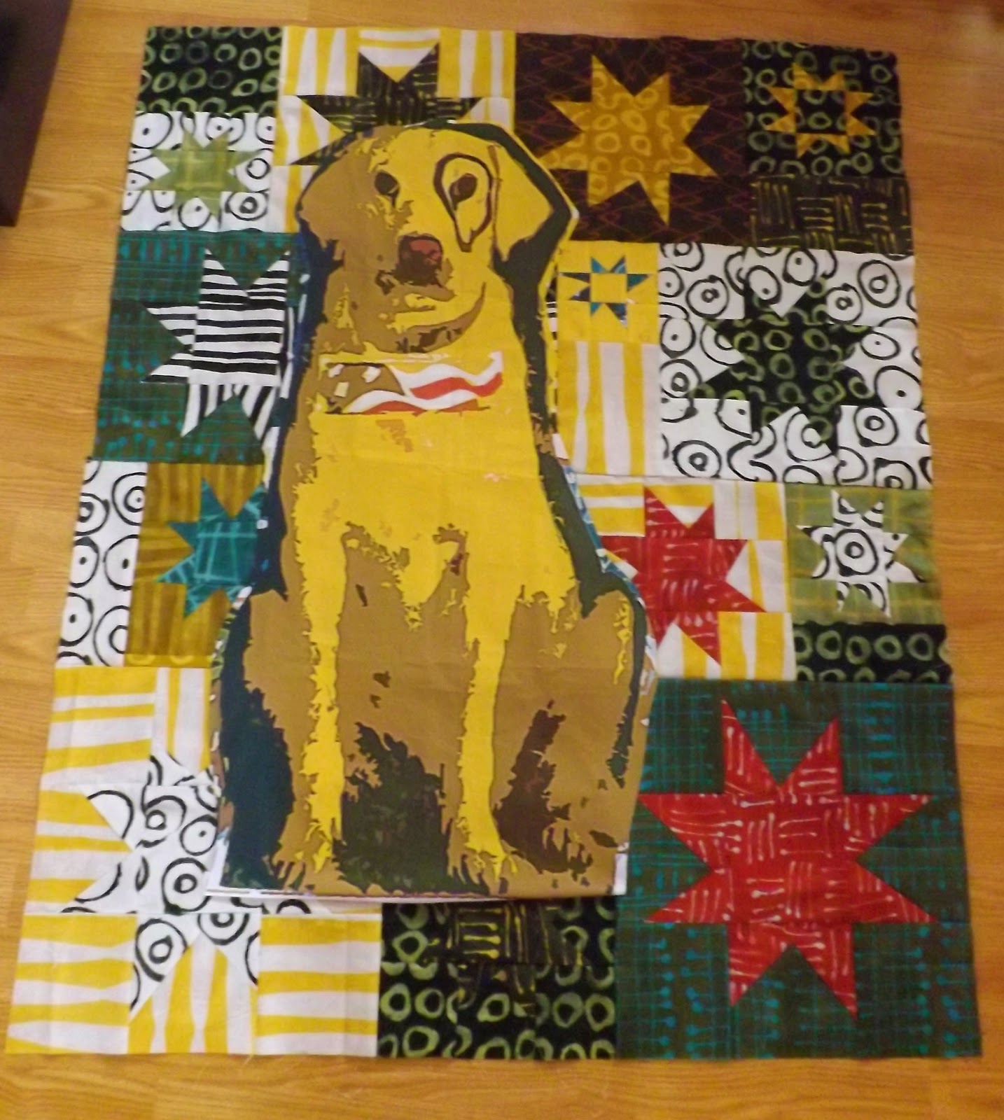 Pearl Street Road: Yellow Lab Collage to Print on Fabric
