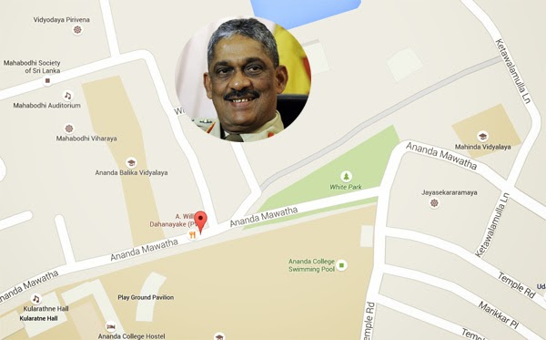 The road behind Ananda College Colombo named after Sarath Fonseka