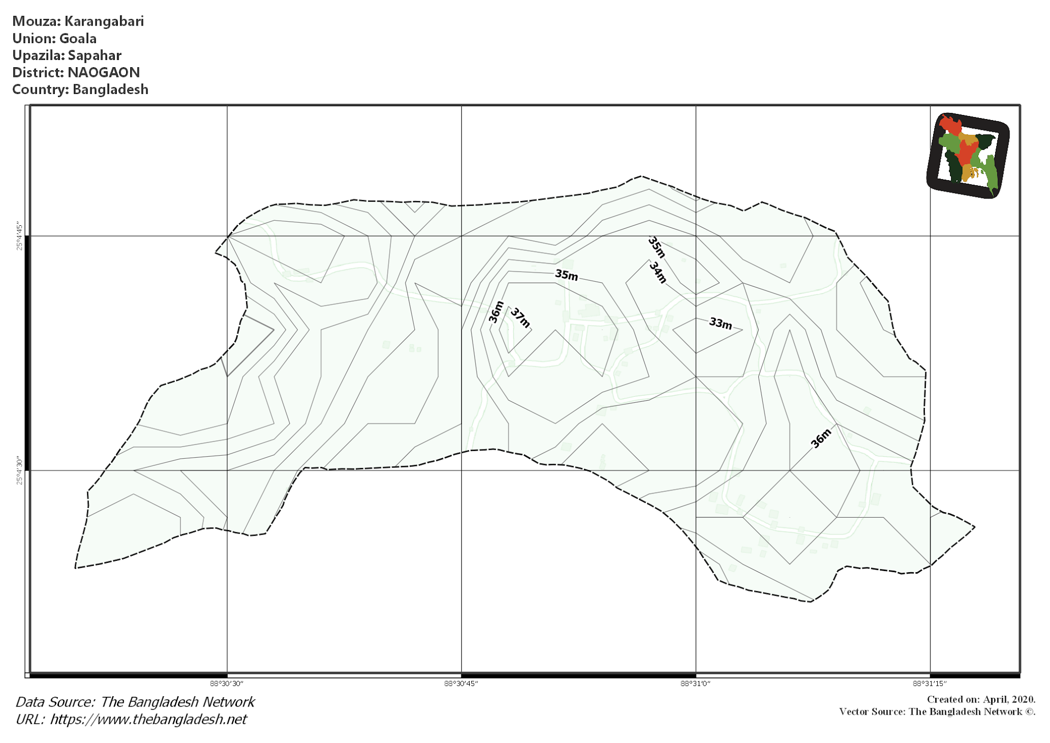 Map of Karangabari Mouza, Sapahar, Naogaon