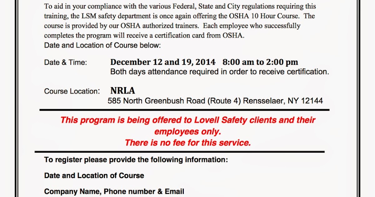 Safety Pays: OSHA 10 Hour Course in Rensselaer NY.