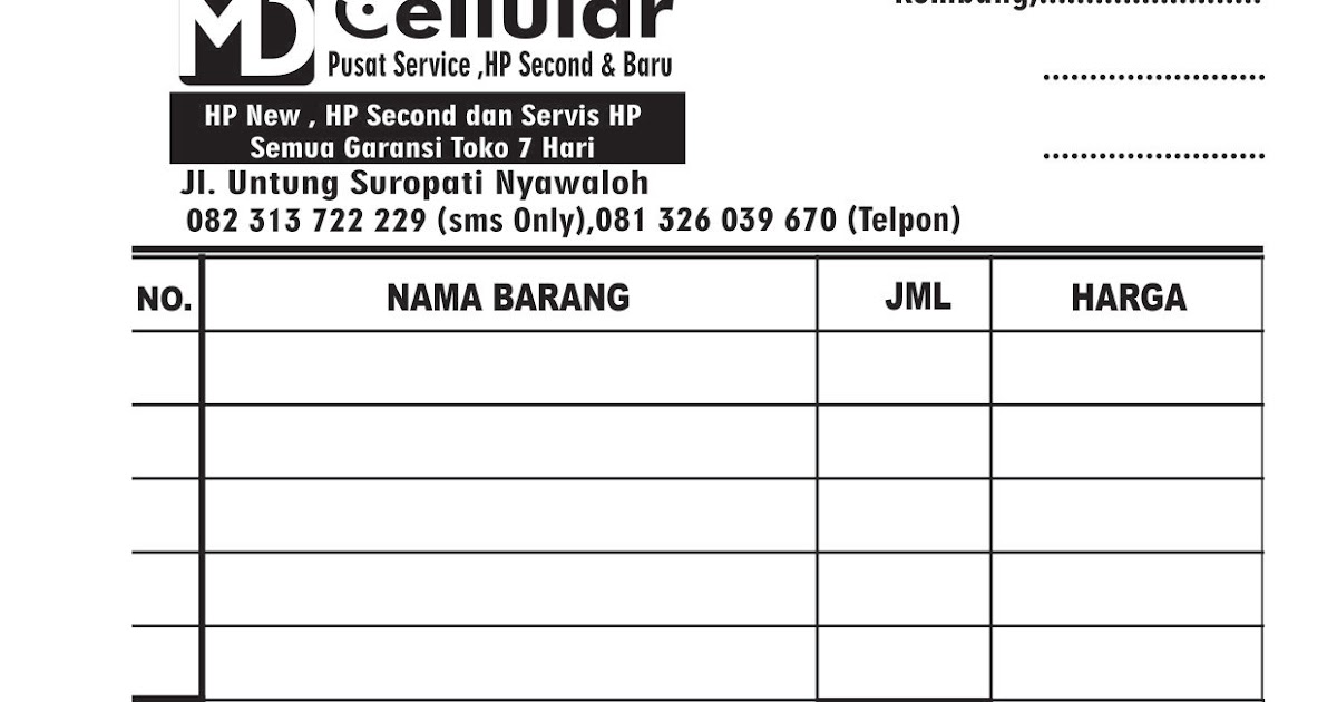 Download Template Nota Format CDR
