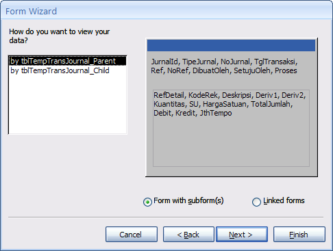 Membuat Form dan Subform Menggunakan Form Wizard - Access Terapan