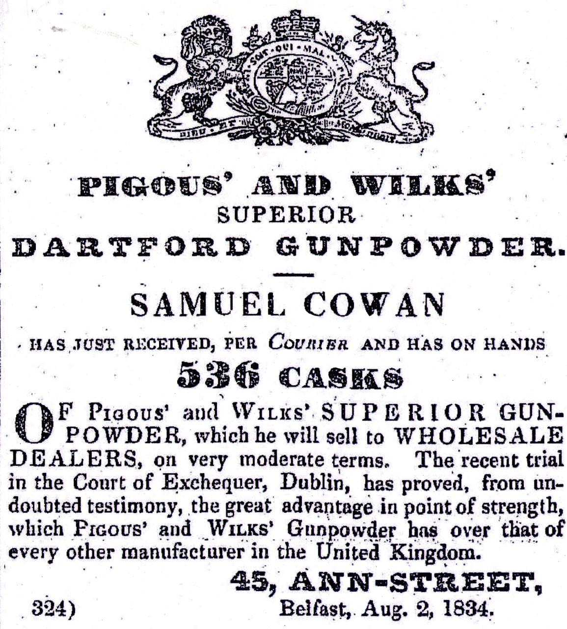 New Website: Samuel Cowan. Gunpowder Merchant. Belfast