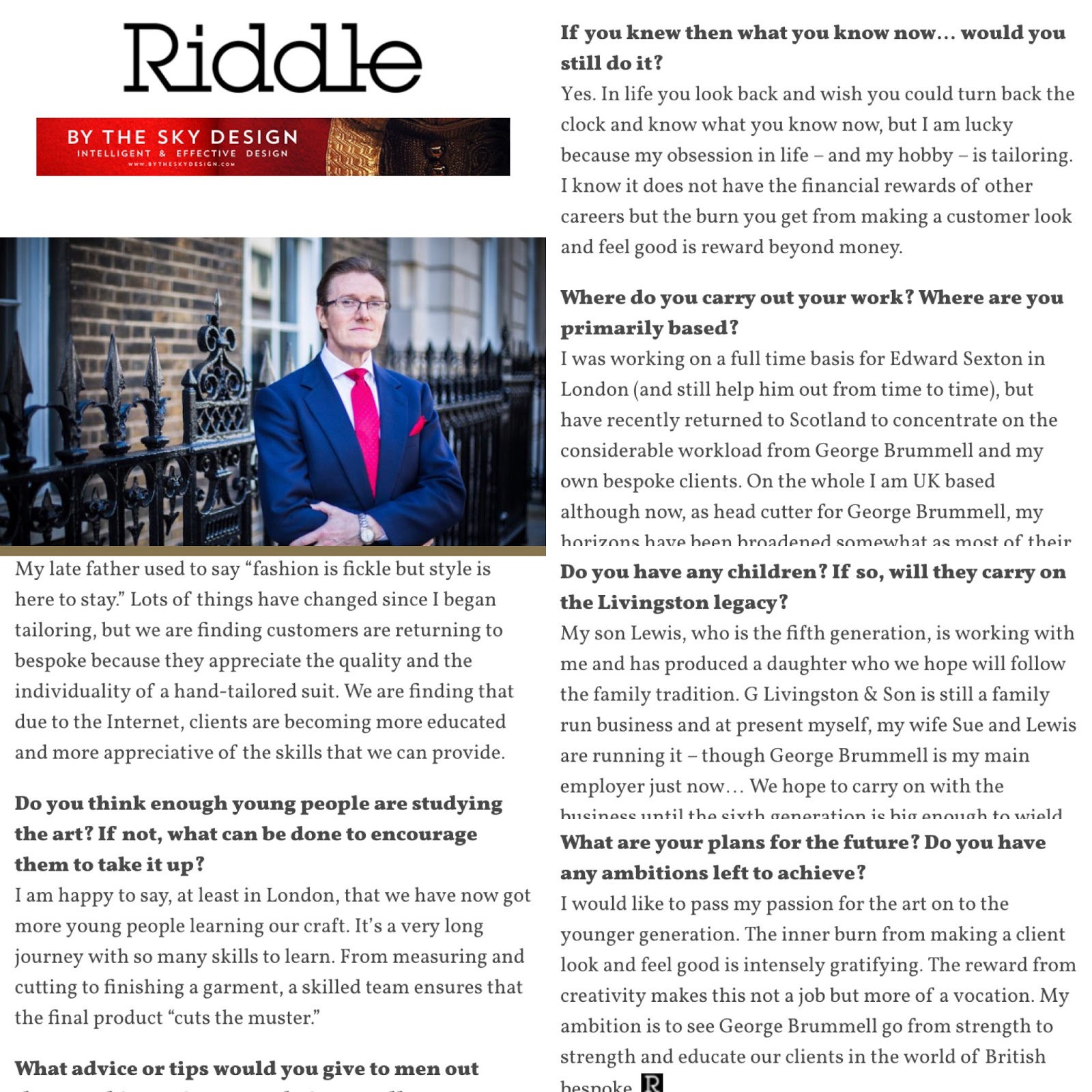 Andrew Livingston from George Brummell is featured in the latest ...