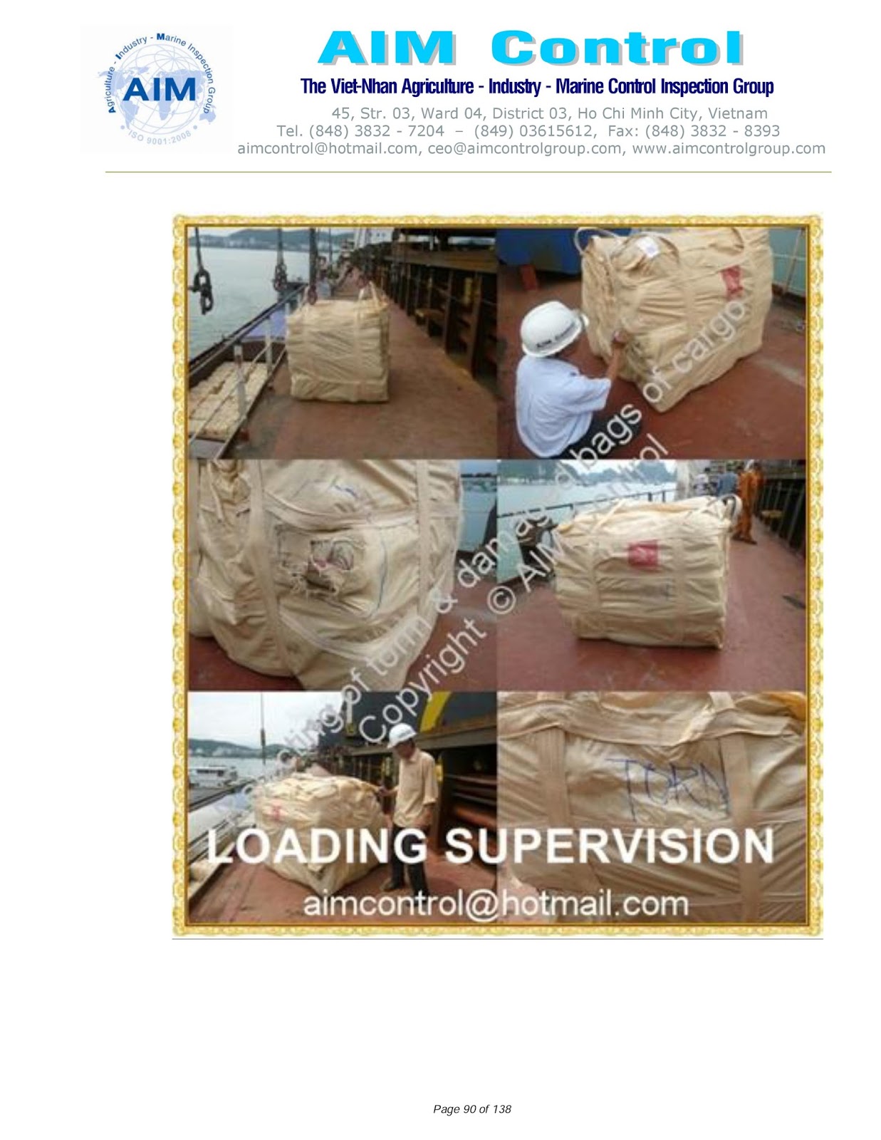 Loading Supervision and Inspection: Inspection during loading operation