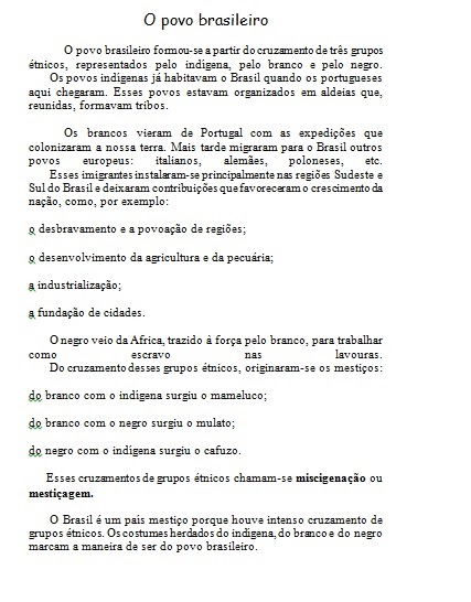 GEOGRAFIA - O povo brasileiro ~ Atividades