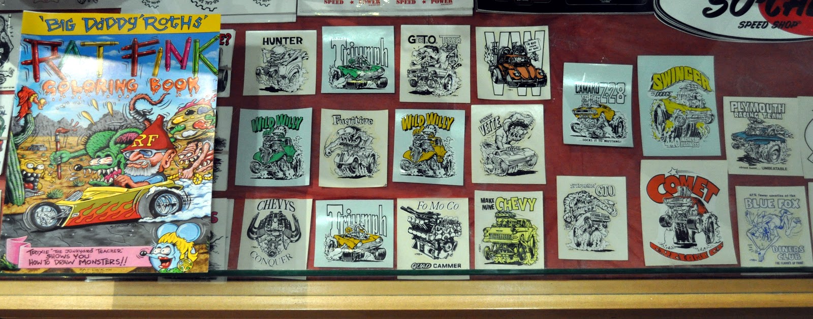the Ed Roth cool collection of decals, and the Rat Fink coloring book ...