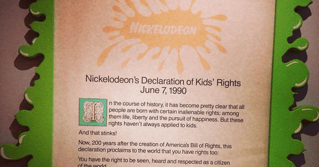 NickALive!: Nickelodeon's Declaration of Kids' Rights | June 7, 1990