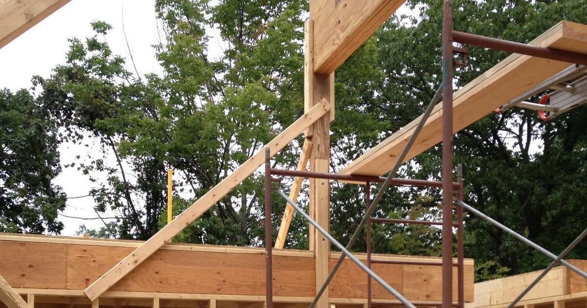 Pretty Good Lake House: Ridge beam and rafters