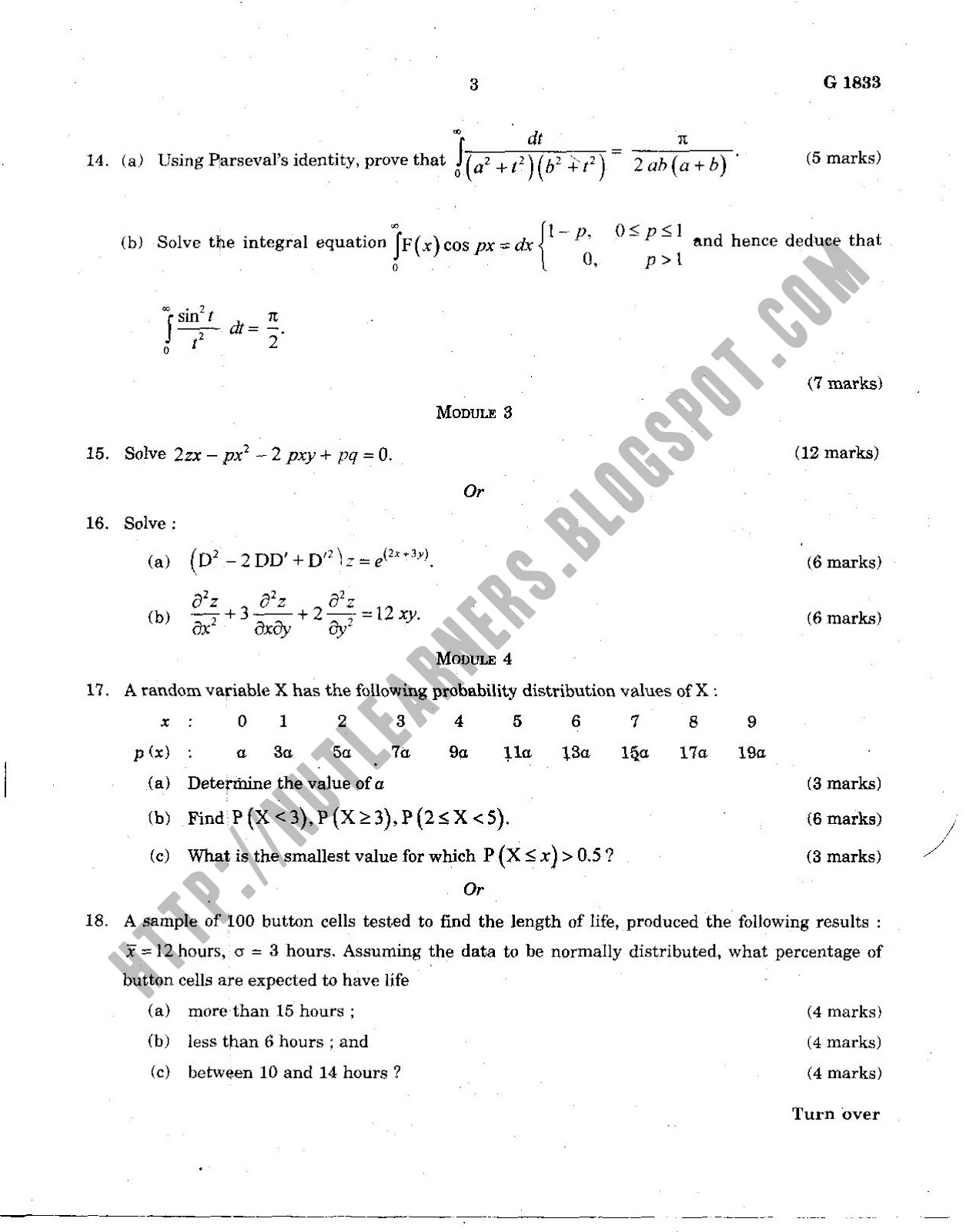 Engineering Mathematics III - MG University Question Paper | Nut Learners