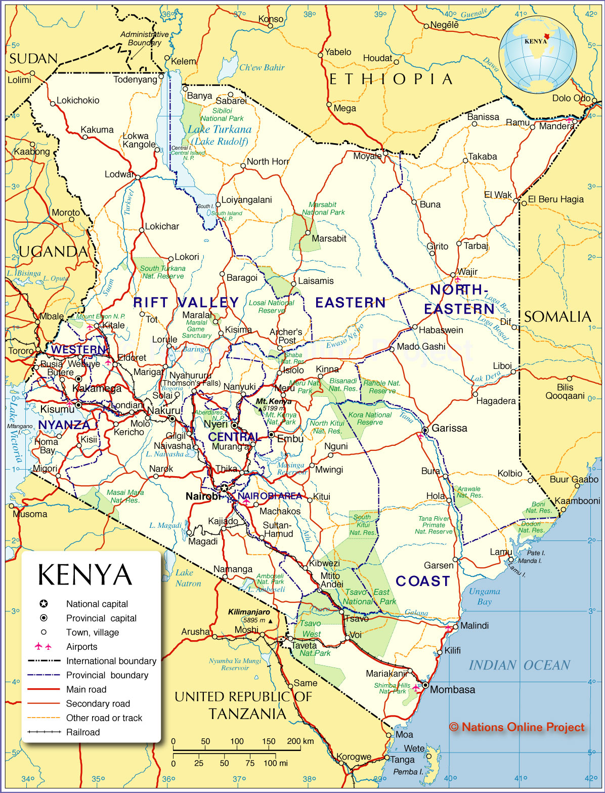 KENYA - GEOGRAPHICAL MAPS OF KENYA