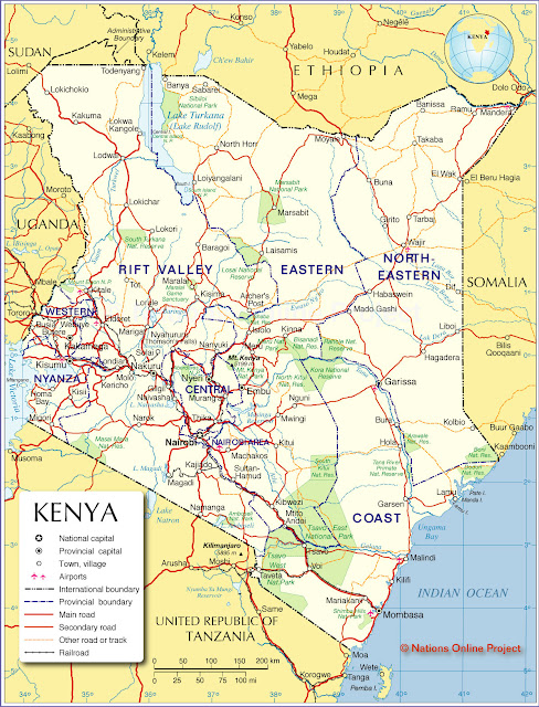 Kenya - Peta geografis Kenya