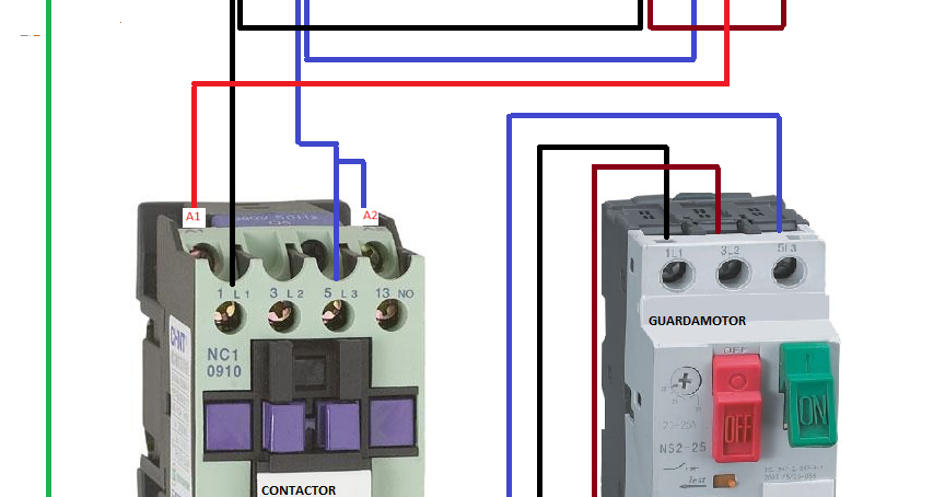 ESQUEMA DE CONEXION CON CONTACTOR GUARDAMOTOR Y RELOJ HORARIO ...