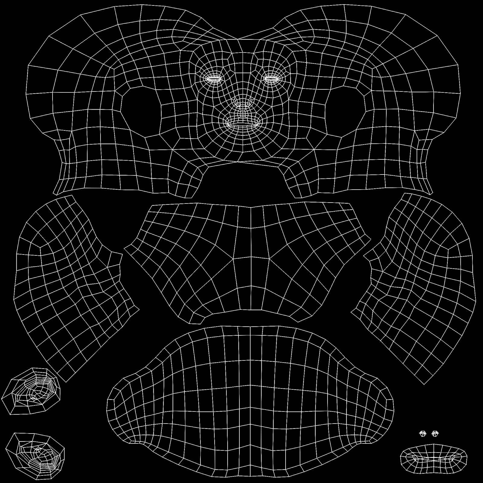 Sketches, Concepts, and Finished Works: Uv map of creature and human Busts