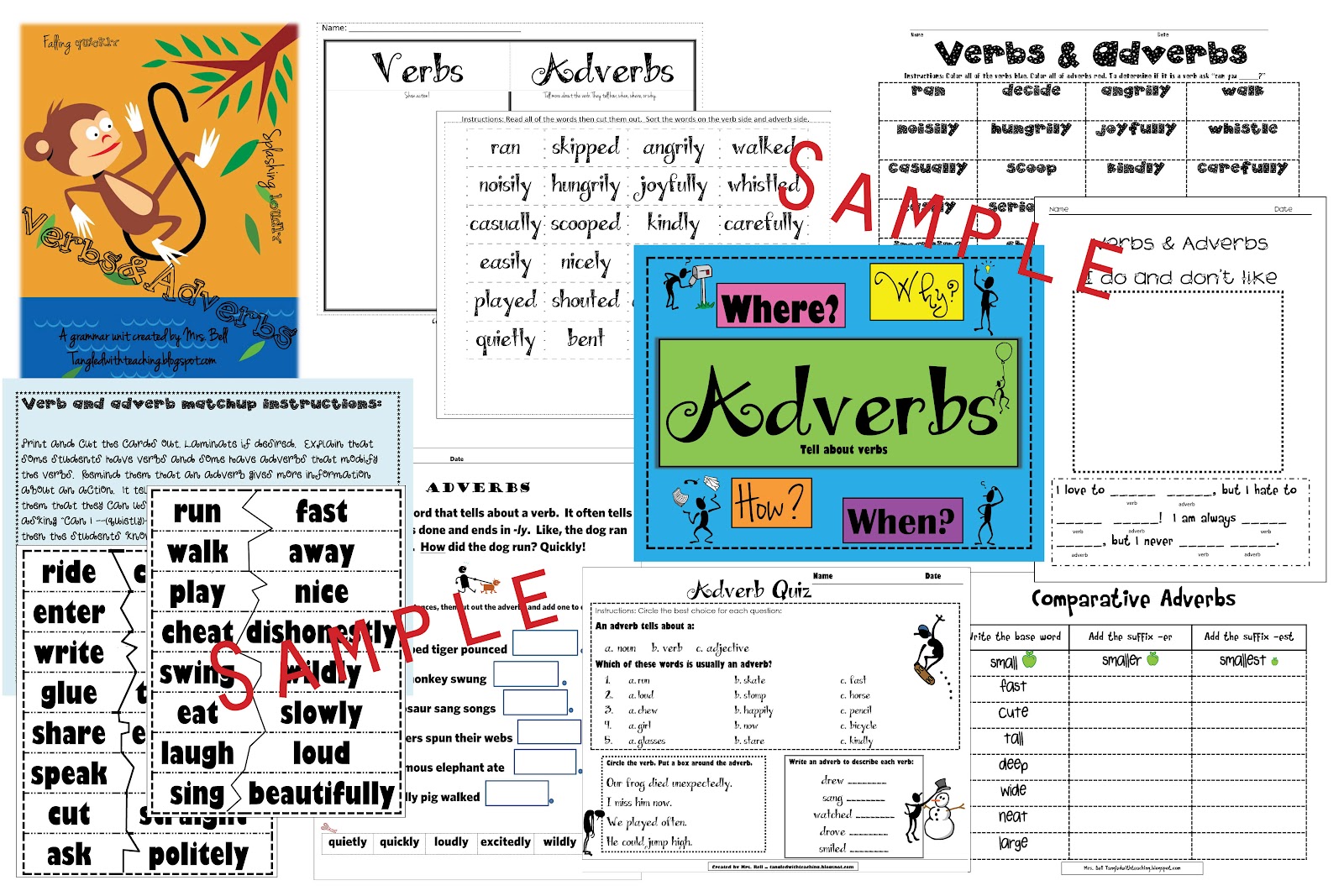 Tangled with Teaching: Verbs & Adverbs Giveaway!