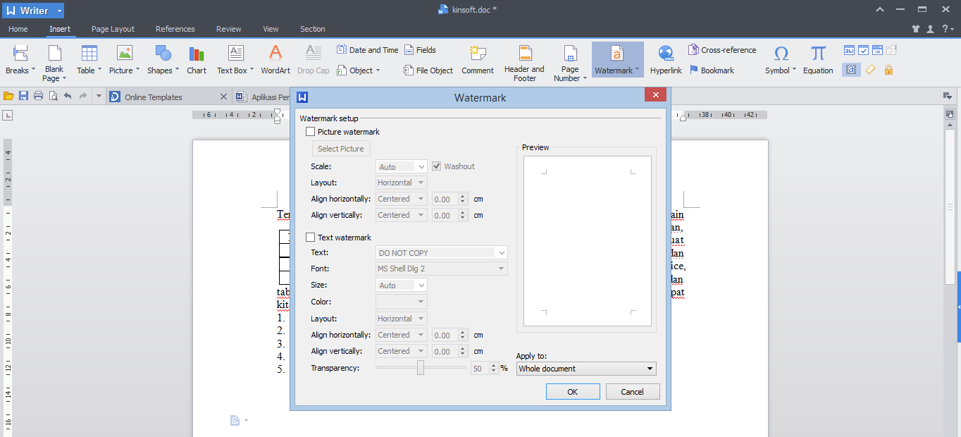 Membuat Tulisan Tanda Air atau Watermark - blog kibe