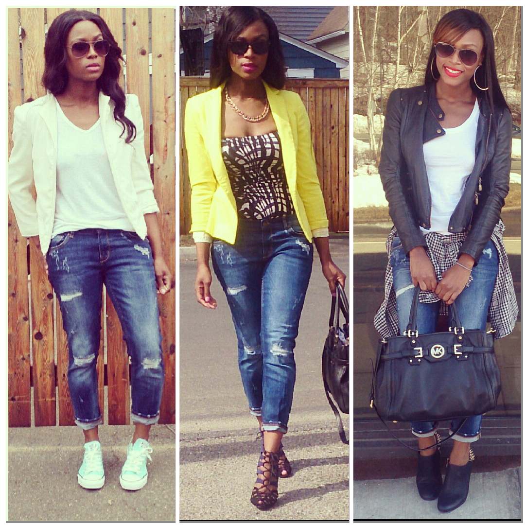 KCHICFASHION: How to wear the same boyfriend style jeans 3 different ways
