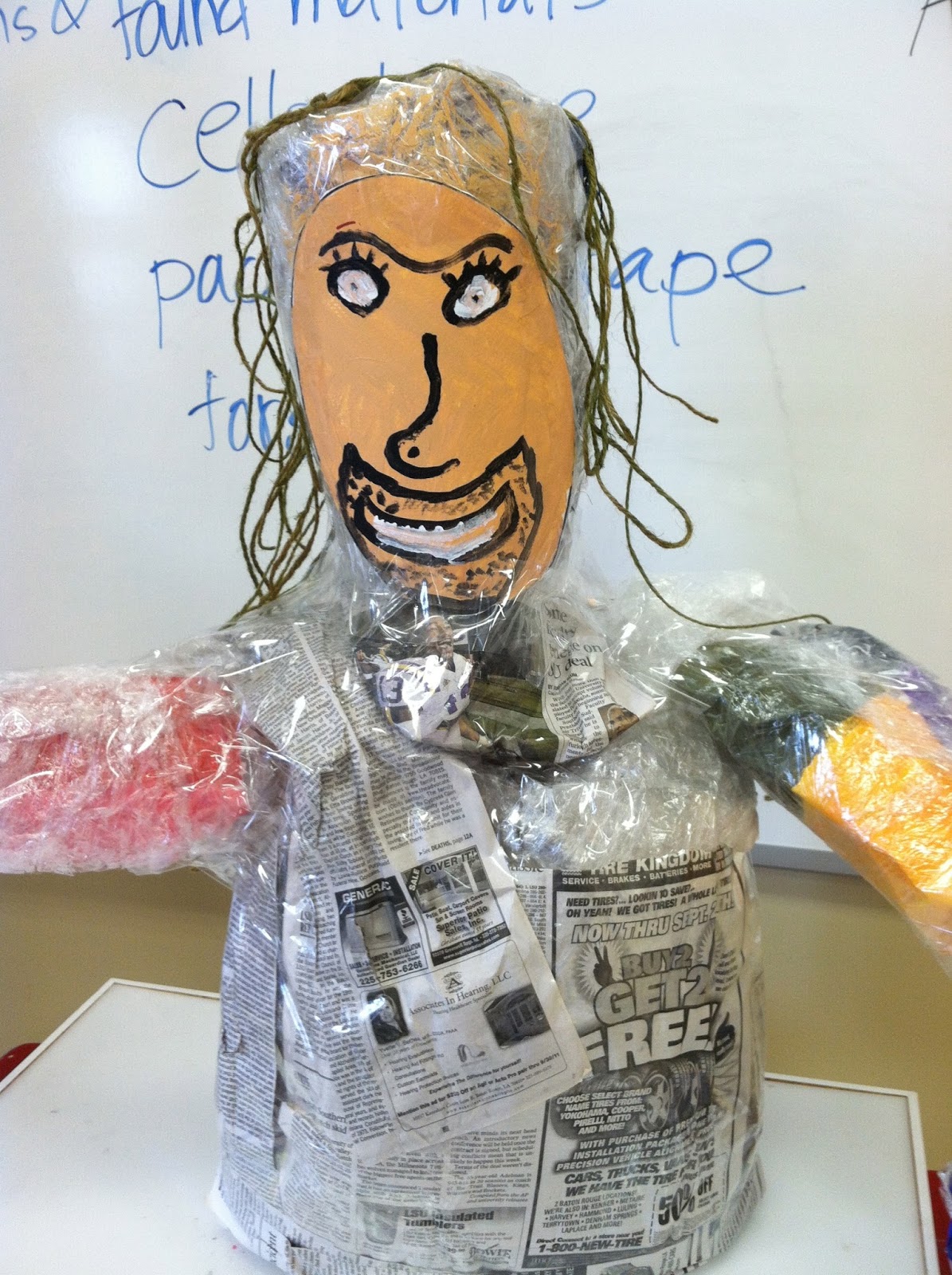 Dunham Middle School Art: Cellophane Human Form Sculptures