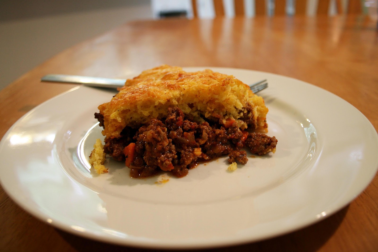 one clever mom: Spiced Beef Corn Bread Cobbler