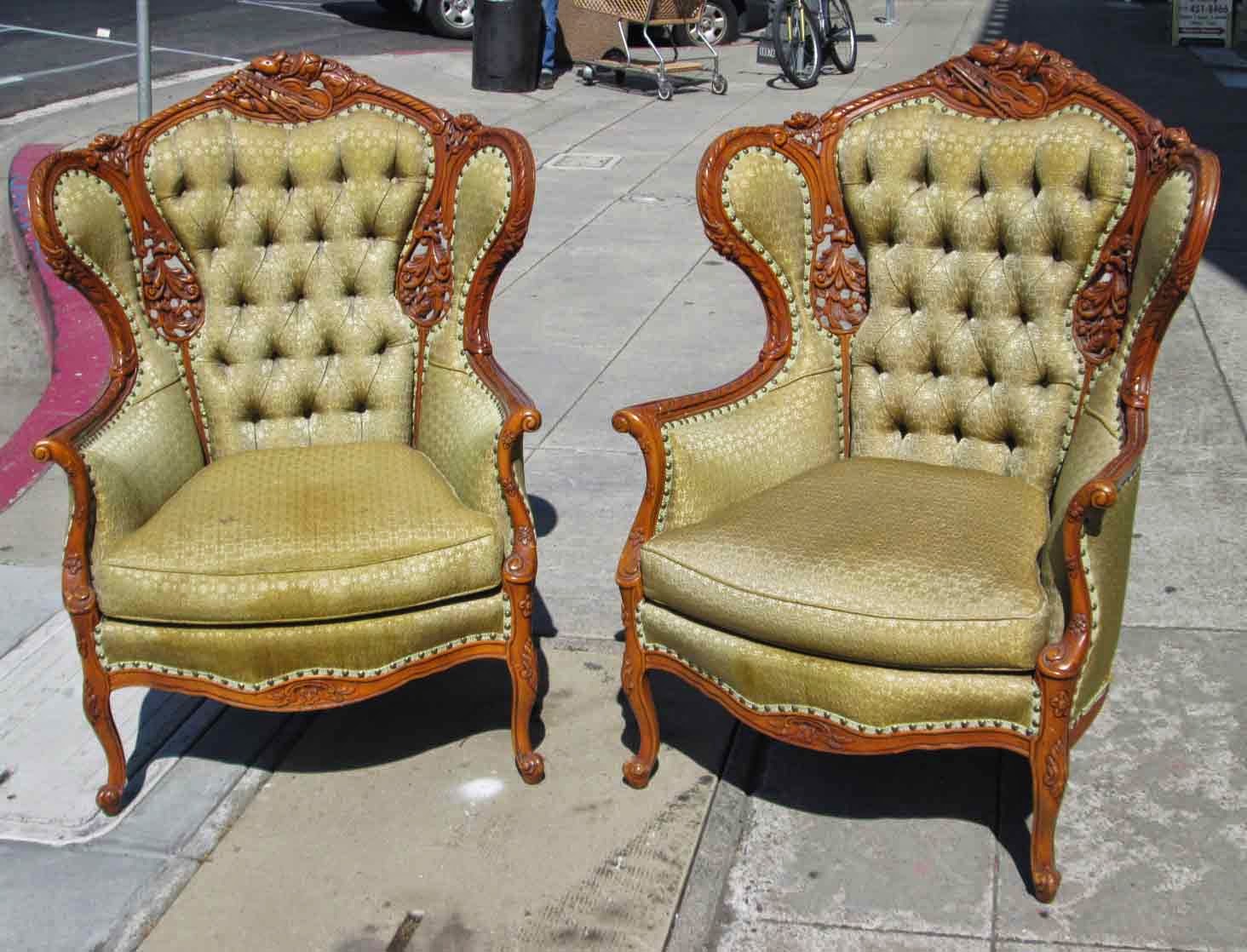 UHURU FURNITURE & COLLECTIBLES: SOLD Vintage Wing Back Chairs with ...