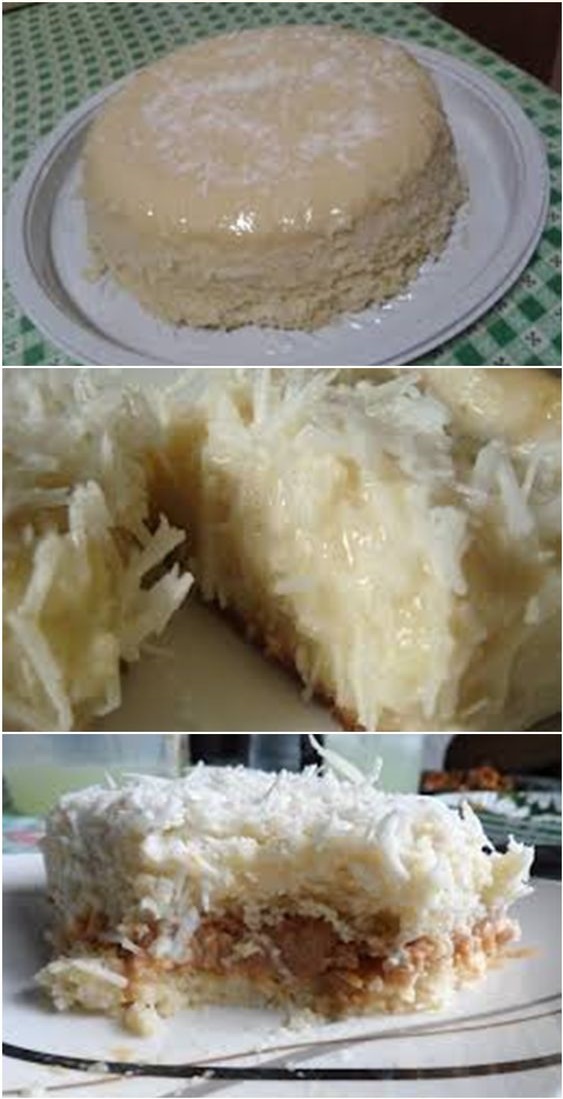 Bolo Molhado de Coco com Doce de Leite