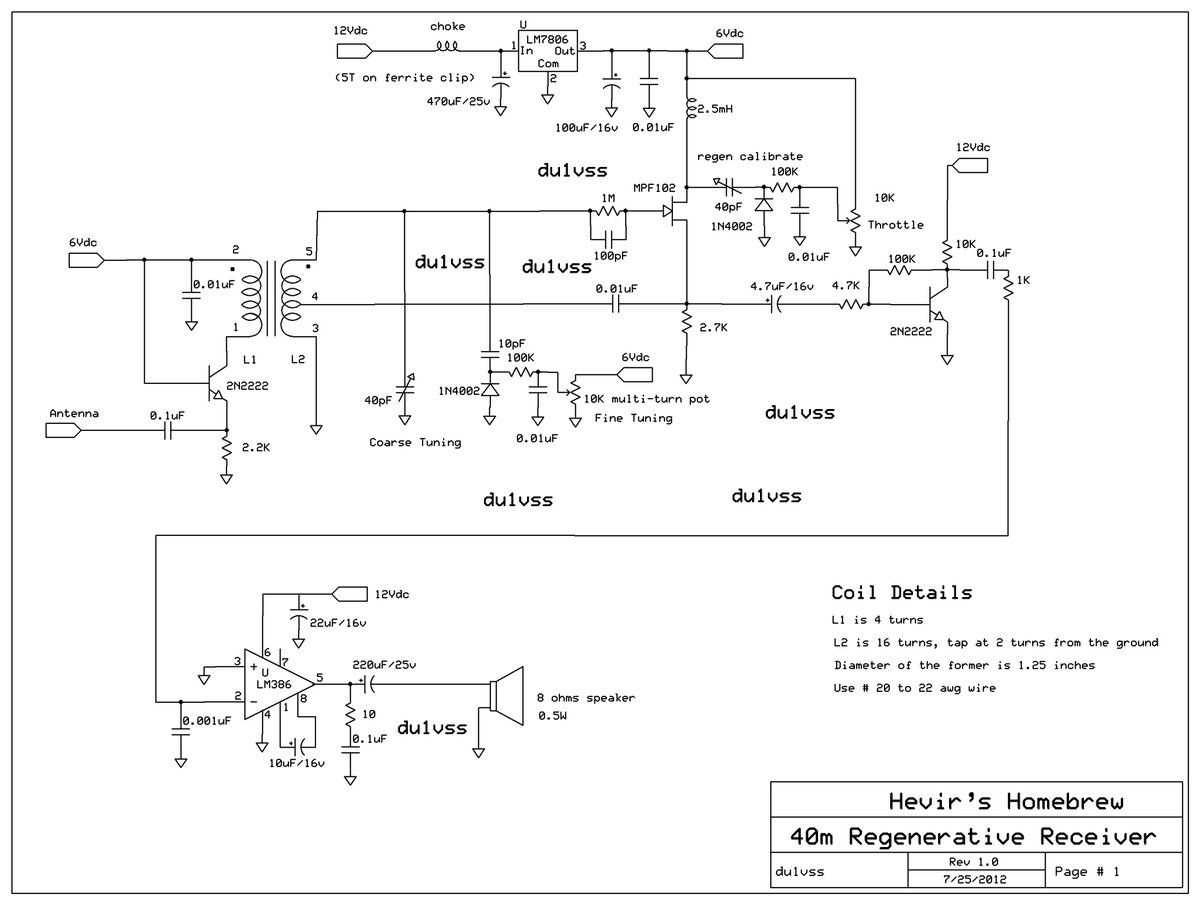 du1vss (D.I.Y.): 40m Regenerative Receiver