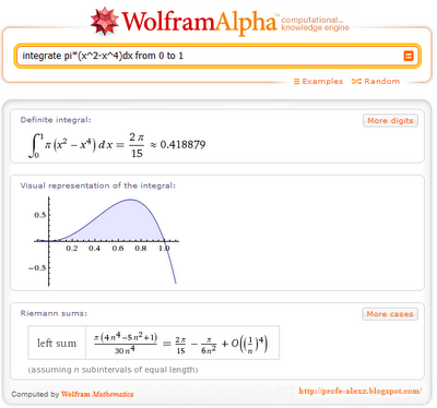 Volumen de Revolución Online con Wolfram|Alpha | Wolfram Alpha en Español
