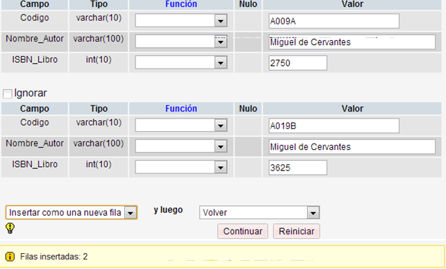 MySQL: Registros usando sentencias SQL (Localhost)