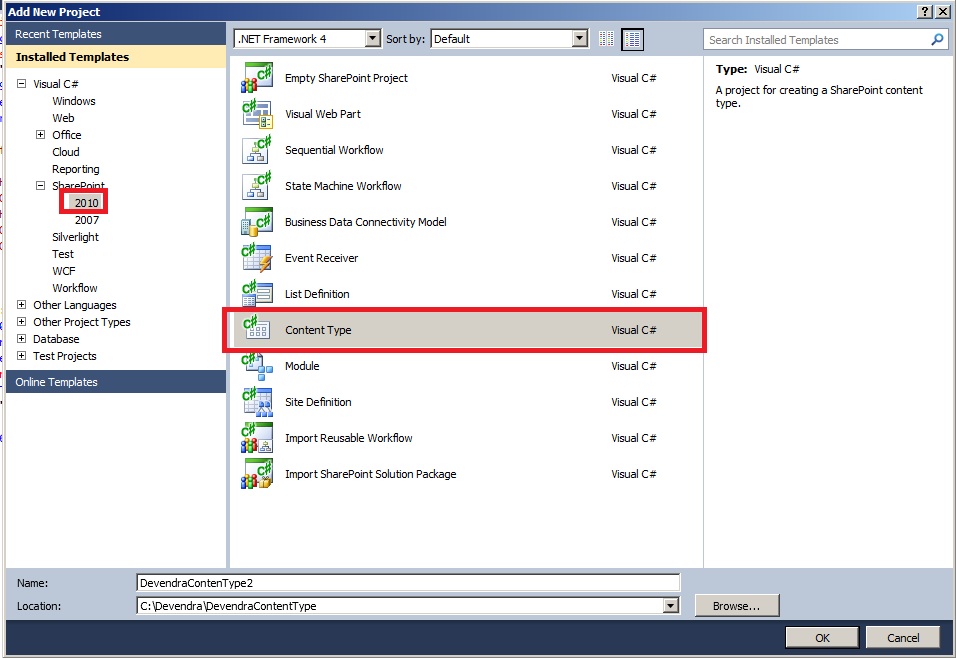 DEVENDRA's SharePoint: Develope Content Type from Custom parent Conten Type in Sharepoint 2010 ...