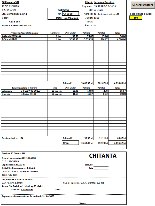 Aplicatia Excel Registru Service V.1