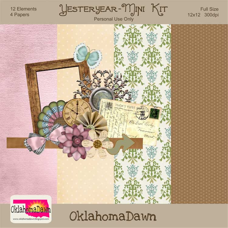 OklahomaDawn: Yesteryear Free Scrapbooking Mini Kit